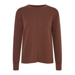 Longpullover oxmo "Sweatshirt OXPea", Damen, Gr. L, braun (brunette), Obermaterial: 48% Modal CMD. 48% Polyester PES. 4% Elasthan EL., Sweatshirts Longpullover