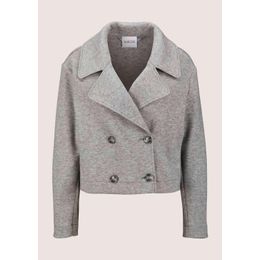 Madeleine Mode Jerseyblazer MADELEINE "Blazer Zweireihiger Kurzblazer", Damen, Gr. 42, wei&szlig; (graphit, wollwei&szlig;, melange), Obermaterial: 51% Viskose CV. 28% Polyamid PA. 21% Polyester PES., Modern, normal, Blazer