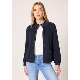 Cardigan Street One, Damen, Gr. 34, shadowed navy, Web, 60% Baumwolle, 36% Polyester, 4% Elasthan, unifarben, comfort fit normal, hoch geschlossener Ausschnitt, Rippb&uuml;ndchen, Strickjacken