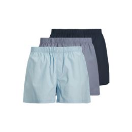 Jack & Jones Webboxer JACK & JONES "Web-Boxershorts JACMILANO WOVEN BOXERS 3 PACK 3er Pack", Herren, Gr. L, blau (blau, dunkelblau), Obermaterial: 100% Baumwolle CO., Unterhosen