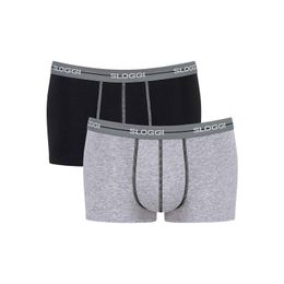 Boxershorts Sloggi "Boxershort Start Hipster C2P box 2er Pack", Herren, Gr. L, schwarz (schwarz, grau), Obermaterial: 96% Baumwolle CO. 4% Elasthan EL., Unterhosen