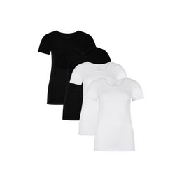 Unterhemd Bamboo basics "T-Shirt KATE 4er Pack", Damen, Gr. L, N-Gr, schwarz (schwarz, wei&szlig;), Obermaterial: 68% Viskose CV. 28% Baumwolle CO. 4% Elasthan EL., Unterhemden Unterhemd