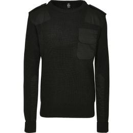 Rundhalspullover Brandit "Brandit Herren Military Sweater", Damen, Gr. L, schwarz, 100% Polyacryl, unifarben, normal, Rundhals, Pullover Rundhalspullover