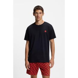 Shorty HUGO UNDERWEAR "Aaron", Herren, Gr. XXL (56), schwarz, rot, Jersey, Obermaterial: 95% Baumwolle, 5% Elasthan, regular fit, Rundhals, Homewear-Sets Shorty, aus Stretch-Baumwolle mit Stack-Logos, regular fit