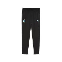 Sporthose Puma "Olympique de Marseille Trainingshose Jugendliche", M&auml;dchen, Gr. 140, Normalgr&ouml;&szlig;en, schwarz team aqua blau, Obermaterial: 100% Polyester. Taschenfutter: 100% Polyester. Besatz: 12% Elasthan, 88% Polyester, regular fit, Hosen Sporthose