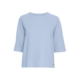 Longpullover oxmo "Sweatshirtpullover OXJonne", Damen, Gr. L, blau (kentucky blau), Obermaterial: 60% Baumwolle CO. 40% Polyester PES., Sweatshirts Longpullover