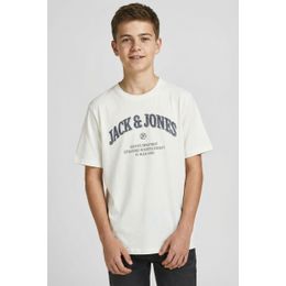 Jack & Jones Rundhalsshirt JACK & JONES JUNIOR "JJEDENVER GRAPHIC TEE SS O-NECK JNR", Jungen, Gr. 164, cloud dancer, Single Jersey, Obermaterial: 100% Baumwolle, bedruckt, relaxed fit, Rundhals, Shirts Rundhalsshirt