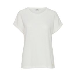 T-Shirt oxmo "T-Shirt OXKatie", Damen, Gr. L, wei&szlig; (sanftes wei&szlig;), Obermaterial: 58% Viskose LENZING ECOVERO CV LenzEcov. 42% Polyester PES., Shirts T-Shirt