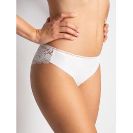Slip Passionata, Damen, Gr. 36, talc, Microfaser, Obermaterial: 90% Polyamid, 10% Elasthan, k&ouml;rpernah, Unterhosen Slip, mit floraler Spitze, elegant, elastisch, feminin