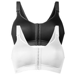 Sport-BH Anita "Sport BH mit Vorderverschluss Frontline Open", Damen, Gr. 100, Cup B, bunt (schwarz wei&szlig;), Stoff, Obermaterial: 40% Polyamid PA. 25% Polyester PES. 20% Elasthan EL. 15% Baumwolle CO., BHs Sport-BH