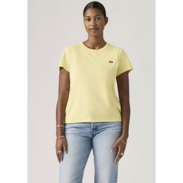 Levi's T-Shirt LEVI'S "TEE Minilogo", Damen, Gr. XS (34), french vanilla cotton, Jersey, Obermaterial: 100% Baumwolle, figurbetont h&uuml;ftlang, Rundhals, gerader Abschluss, Shirts T-Shirt, mit kleiner Logostickerei