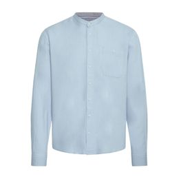 Langarmhemd Blend "Langarmhemd BHBobby Shirt mandarin", Herren, Gr. L, N-Gr, blau (blau bell), Obermaterial: 55% Leinen LI. 45% Viskose CV., Hemden