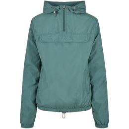 Langmantel Urban Classics "Urban Classics Damen Ladies Basic Pull Over Jacket", Damen, Gr. L, paleleaf, 100% Polyester, M&auml;ntel