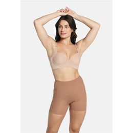 Panty LEONISA, Damen, Gr. L, braun, 66% Polyamid, 34% Elasthan, Unterhosen Panty, mit herausnehmbarer Polsterung zur Ges&auml;&szlig;vergr&ouml;&szlig;erung