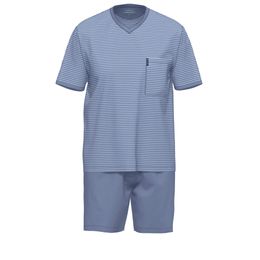 Schlafanzug Ammann "Schlafanzug kurz Men / Nightwear", Herren, Gr. 56, blau (polo), Obermaterial: 100% Baumwolle CO., Homewear-Sets Schlafanzug