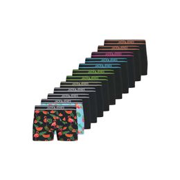 Jack & Jones Boxershorts JACK & JONES "Boxershort JACWATERMELON TRUNKS 12 PACK 12er Pack", Herren, Gr. M, bunt (schwarz, blau, gr&uuml;n), Obermaterial: 95% Baumwolle CO. 5% Elasthan EL., Unterhosen