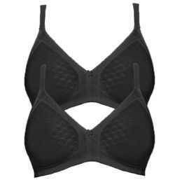 B&uuml;gelloser BH SuSa "2er Pack BH ohne B&uuml;gel Topsy", Damen, Gr. 75, Cup B, schwarz (schwarz schwarz), Obermaterial: 40% Baumwolle CO. 30% Polyamid PA. 30% Elasthan EL., BHs