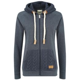 Kapuzensweatjacke oxmo "Kapuzensweatjacke OXMatilda", Damen, Gr. S, blau (ins bl mel), Obermaterial: 60% Baumwolle CO. 40% Polyester PES., normal, ohne Ausschnitt, Sweatjacken