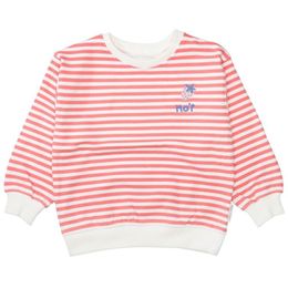 Marc O'Polo Junior Sweatshirt MARC O'POLO JUNIOR, M&auml;dchen, Gr. 104/110, coral stripe, Sweatware, Obermaterial: 100% Baumwolle, Rundhals, Sweatshirts Sweatshirt, Reine Baumwolle, f&uuml;r kleine M&auml;dchen, kontrastfarbene Details