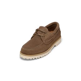Marc O'Polo Bootsschuh MARC O'POLO "aus weichem Veloursleder", Damen, Gr. 42, schwarz taupe, Obermaterial: 100% Leder (Rind), unifarben, Schuhe Bootsschuh