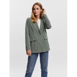 V&eacute;ro Moda Longblazer VERO MODA "VMZELDA LS LOOSE BLAZER NOOS", Damen, Gr. 38, laurel wreath, Web, Obermaterial: 78% Polyester, 18% Viskose, 4% Elasthan, unifarben, loose fit Po-bedeckend, tiefer V-Ausschnitt, Blazer Longblazer, l&auml;ssige Form, 1-Knopf Verschluss