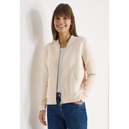 Cardigan Cecil, Damen, Gr. XL (44), pearl beige, Web, 77% Baumwolle, 20% Polyester, 3% Elasthan, unifarben, comfort fit normal, Rundhals, B&uuml;ndchen, Strickjacken, mit Rundhalsausschnitt