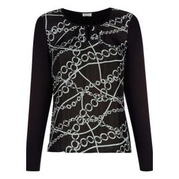 Shirtbluse Alba Moda "Blusenshirt Blusenshirt mit Kettendruck", Damen, Gr. 36, schwarz, Obermaterial: 53% Cupro CUP. 47% Viskose CV., Modern, Blusen