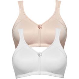 Entlastungs-BH SuSa "2er Pack Entlastungs BH Topsy Plus", Damen, Gr. 100, Cup F, bunt (wei&szlig; cappuccino), Stoff, Obermaterial: 78% Polyamid PA. 22% Elasthan EL., BHs Entlastungs-BH