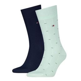 Socken Tommy Hilfiger "TH MEN SOCK 2P MICRO PATTERN", Damen, Gr. 43-46, fresh gr&uuml;n, Obermaterial: 76% Baumwolle, 23% Polyamid, 1% Elasthan, Socken Socken