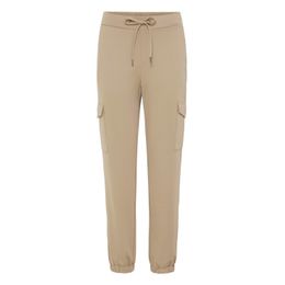 Cargohose oxmo "Cargohose OXHenni", Damen, Gr. XXL, N-Gr, beige (dune), Obermaterial: 73% Polyester PES. 23% Viskose CV. 4% Elasthan EL., Hosen Cargohose