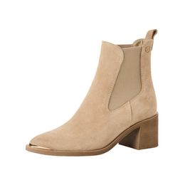 Stiefelette Tamaris "Tamaris Stiefelette Leder/Textil", Damen, Gr. 38, beige, Leder, Textil, Schuhe Stiefelette