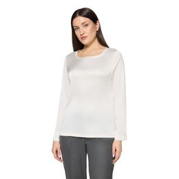 Schlupfbluse Betty Barclay "Damen mit U-Boot-Ausschnitt", Damen, Gr. 48, rohwei&szlig;, Satin, Obermaterial: 97% Polyester, 3% Elasthan, figurumspielend normal, Rundhals, Blusen Schlupfbluse