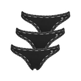 like it! String LIKE IT "3er Pack Damen String Olivia", Damen, Gr. S, schwarz, Stoff, Obermaterial: 92% Polyamid PA. 8% Elasthan EL., Unterhosen String