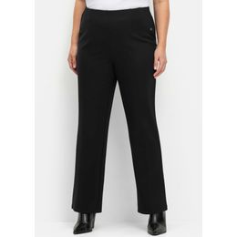 Jerseyhose sheego, Damen, Gr. 40, Normalgr&ouml;&szlig;en, schwarz, 60% Viskose, 35% Polyamid, 5% Elasthan, unifarben, Hosen Jerseyhose