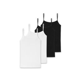 Unterhemd Schiesser "Unterhemd 4er Pack", Damen, Gr. S, N-Gr, schwarz (schwarz, wei&szlig;), Obermaterial: 95% Baumwolle CO. 5% Elasthan EL., Unterhemden Unterhemd