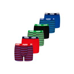 Boxershorts Puma "Boxershort Everyday Striped Boxers ECOM 6P 6er Pack", Jungen, Gr. 122-128, bunt (blau, gr&uuml;n, rot), Obermaterial: 95% Baumwolle CO. 5% Elasthan EL., Unterhosen
