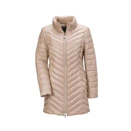 Kurzjacke GOLDNER "Kurzgr&ouml;&szlig;e Figurschmeichelnde, leichte Longsteppjacke", Damen, Gr. 21, beige (cappuccino), Obermaterial: 100% Polyamid PA., Jacken Kurzjacke