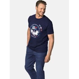 Rundhalsshirt Jan Vanderstorm "T-Shirt TERNO", Herren, Gr. XL, blau (dunkelblau), Obermaterial: 100% Baumwolle CO., comfort fit normal, Rundhals, Shirts Rundhalsshirt