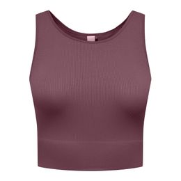 Trainingstop Only Play "ONPJAIA LIFE", Damen, Gr. S, rose braun, Jersey, Obermaterial: 75% Nylon, 15% Polyamid, 10% Elasthan, unifarben, slim fit kurz, Rundhals, Tops, Cropped Fit, in feiner Rippstruktur