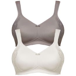 Minimizer-BH SuSa "2er Pack Minimizer BH ohne B&uuml;gel London", Damen, Gr. 100, Cup F, bunt (champagner frosty lavender), Stoff, Obermaterial: 76% Polyamid PA. 24% Elasthan EL., BHs Minimizer-BH