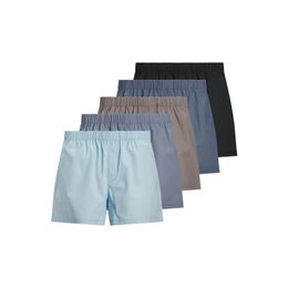Jack & Jones Webboxer JACK & JONES "Web-Boxershorts JACMILANO WOVEN BOXERS 5 PACK 5er Pack", Herren, Gr. L, bunt (schwarz, braun, blau), Obermaterial: 100% Baumwolle CO., Unterhosen