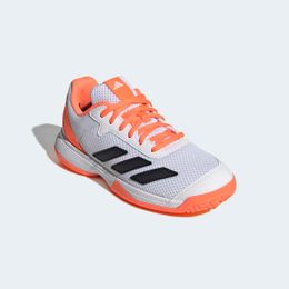 Tennisschuh adidas Performance "COURTFLASH KIDS", M&auml;dchen, Gr. 35,5, lucid orange, cyber metallic, cloud wei&szlig;, Synthetik, Textil, Schuhe, geeignet f&uuml;r Hartplatz und Sandplatz, f&uuml;r Kinder & Jugendliche