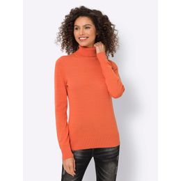 Rollkragenpullover "Rollkragen-Pullover", Damen, Gr. 36, orange, 100% Baumwolle, Linea Tesini BY HEINE, unifarben, Pullover Rollkragenpullover