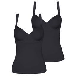 BH-Hemd Viania "2er Pack BH Hemd Basic", Damen, Gr. 80, Cup D, schwarz (schwarz schwarz), Stoff, Obermaterial: 90% Polyamid PA. 10% Elasthan EL., BHs BH-Hemd