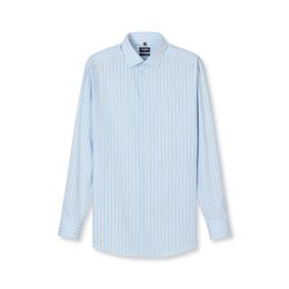 Businesshemd OLYMP "OLYMP Luxor 24/Seven, modern fit, New Kent", Herren, Gr. 43, Normaler Arm, blau (bleu), 64% Baumwolle, 27% Polyester, 9% Elasthan, Hemden