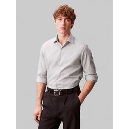 Businesshemd Calvin Klein "SLIM ESNTL POPLIN STR SLD", Herren, Gr. 39, N-Gr, grau, Web, Obermaterial: 96% Baumwolle, 4% Elasthan, unifarben, slim fit normal, Rundhals, eingesetzt Manschette, Hemden, Slim fit mit Knopfleiste