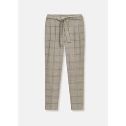 Madeleine Mode Bundfaltenhose MADELEINE "Hose Karo-Bundfaltenhose mit Bindeg&uuml;rtel", Damen, Gr. 18, N + K Gr, beige (taupe, multicolor), Obermaterial: 64% Polyester PES. 31% Viskose CV. 5% Elasthan EL., Modern, Hosen