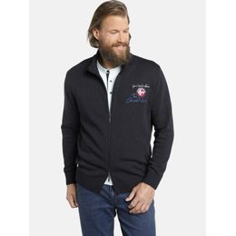 Strickjacke Jan Vanderstorm "Strickjacke OLAV", Herren, Gr. L, blau (dunkelblau), Obermaterial: 50% Baumwolle CO. 50% Polyacryl PAN., unifarben, normal, Strickjacken Strickjacke