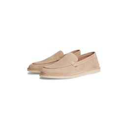 Loafer Tommy Hilfiger "HILFIGER STITCHDOWN SUEDE LOAFER", Herren, Gr. 44, beige, Veloursleder, unifarben, Schuhe Loafer, Schlupfschuh, Slipper mit dezenter Rahmennaht