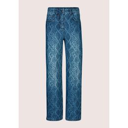 Madeleine Mode Regular-fit-Jeans MADELEINE "Culotte-Jeans Culotte-Jeans mit Ornament-Print", Damen, Gr. 18, K-Gr, blau, Obermaterial: 100% Baumwolle CO., Jeans